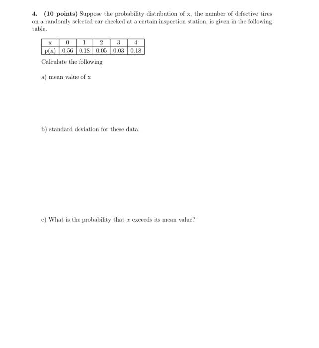 Solved 4. (10 points) Suppose the probability distribution | Chegg.com