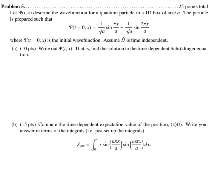 Solved Let Ψ(t,x) describe the wavefunction for a quantum | Chegg.com