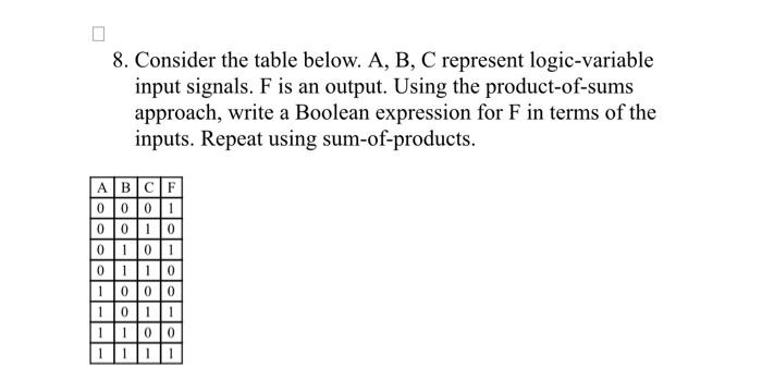 Solved 8. Consider the table below. A, B, C represent | Chegg.com Solved 8. Consider the table below. A, B, C represent | Chegg.com
