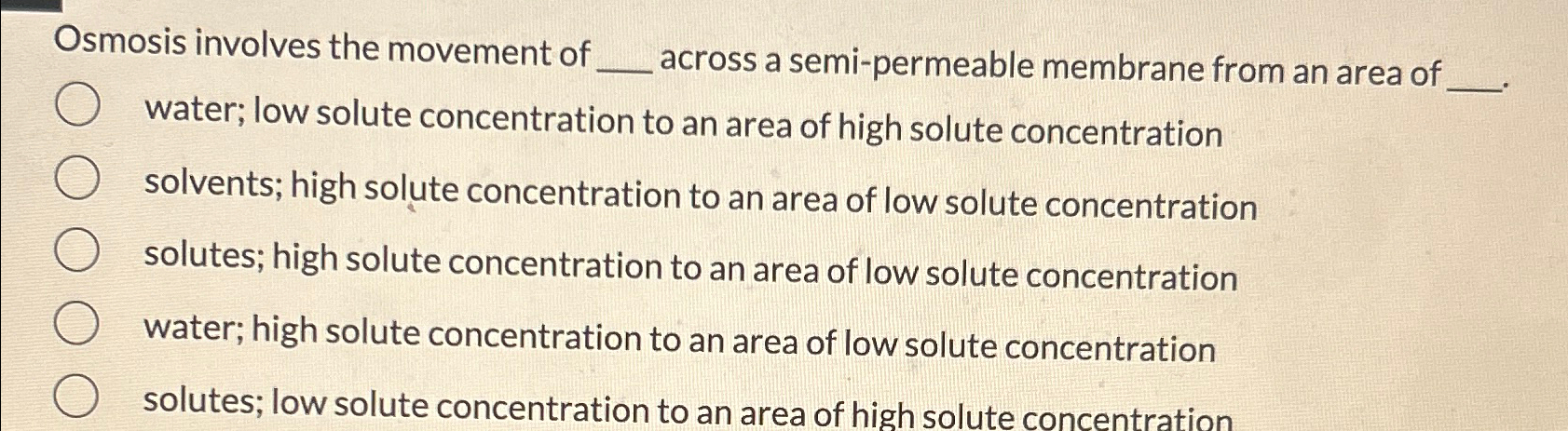 Solved Osmosis involves the movement of q, ﻿across a | Chegg.com