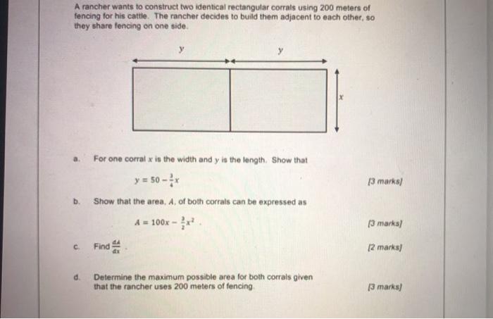 Solved A rancher wants to construct two identical | Chegg.com
