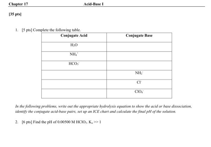 Solved 1. [5 pts] Comnlete the followine tahle In the | Chegg.com