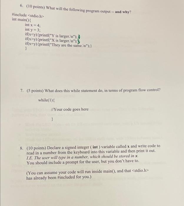 Solved 6 10 Points What Will The Following Program Output 