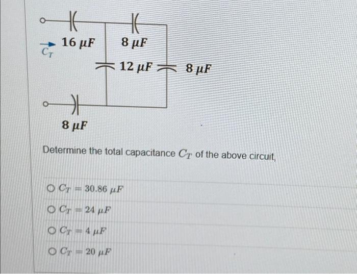 Solved Determine the total capacitance CT of the above | Chegg.com