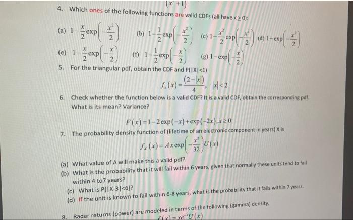 Solved 4. Which ones of the following functions are valid | Chegg.com