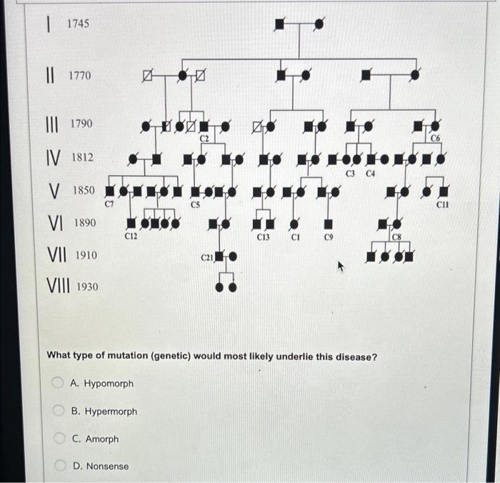 Solved What type of mutation (genetic) would most likely | Chegg.com