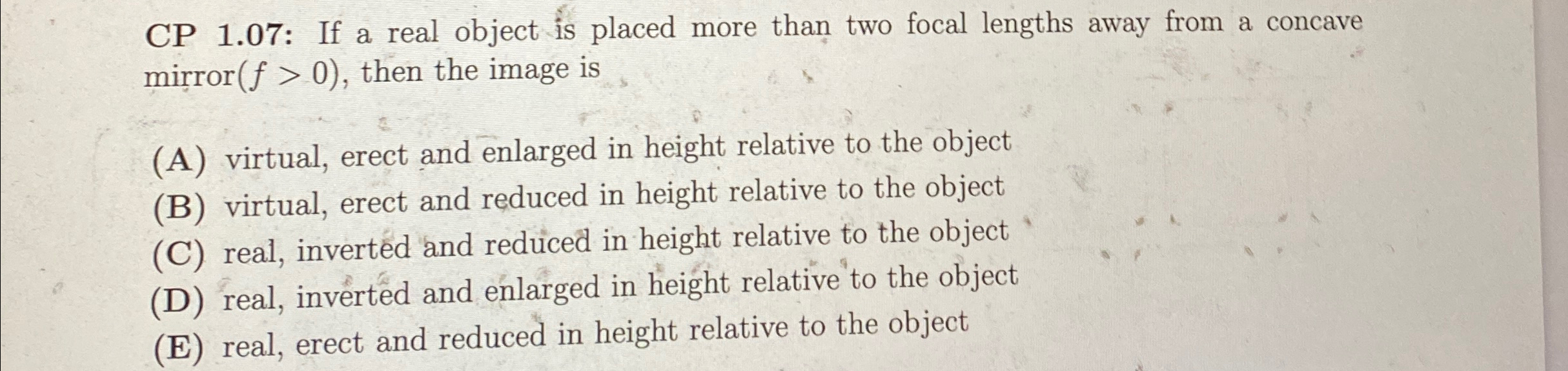 Solved CP 1.07: If a real object is placed more than two | Chegg.com