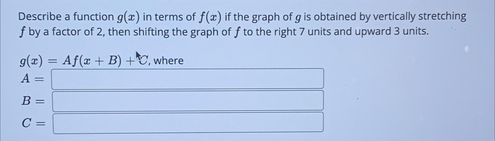Solved Describe a function g(x) ﻿in terms of f(x) ﻿if the | Chegg.com