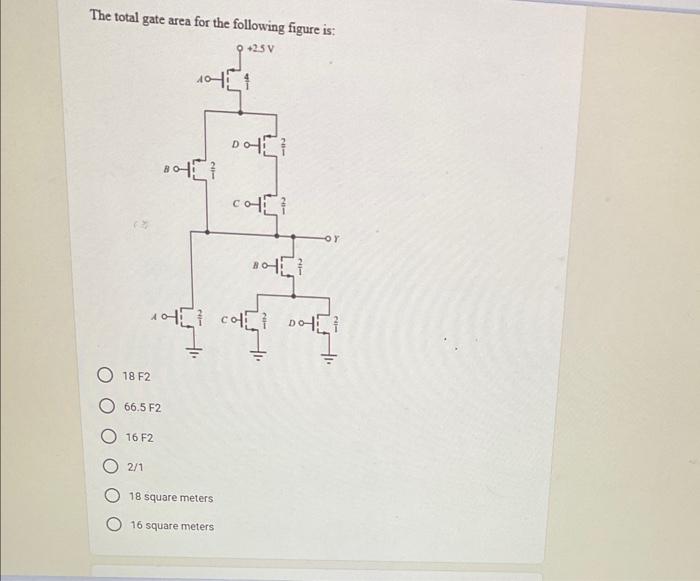 Solved The total gate area for the following figure is: 18 | Chegg.com