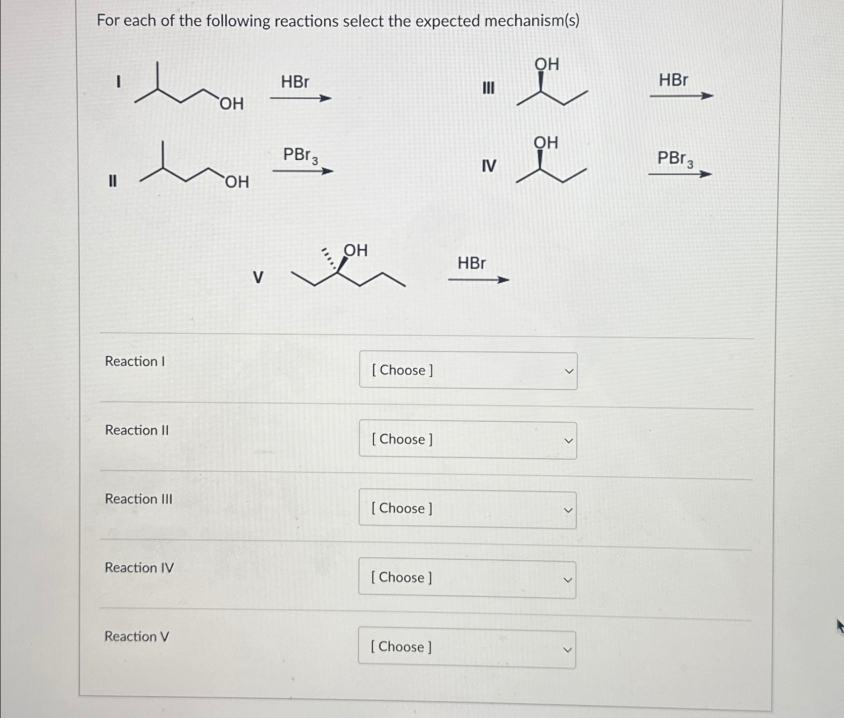 Solved For Each Of The Following Reactions Select The