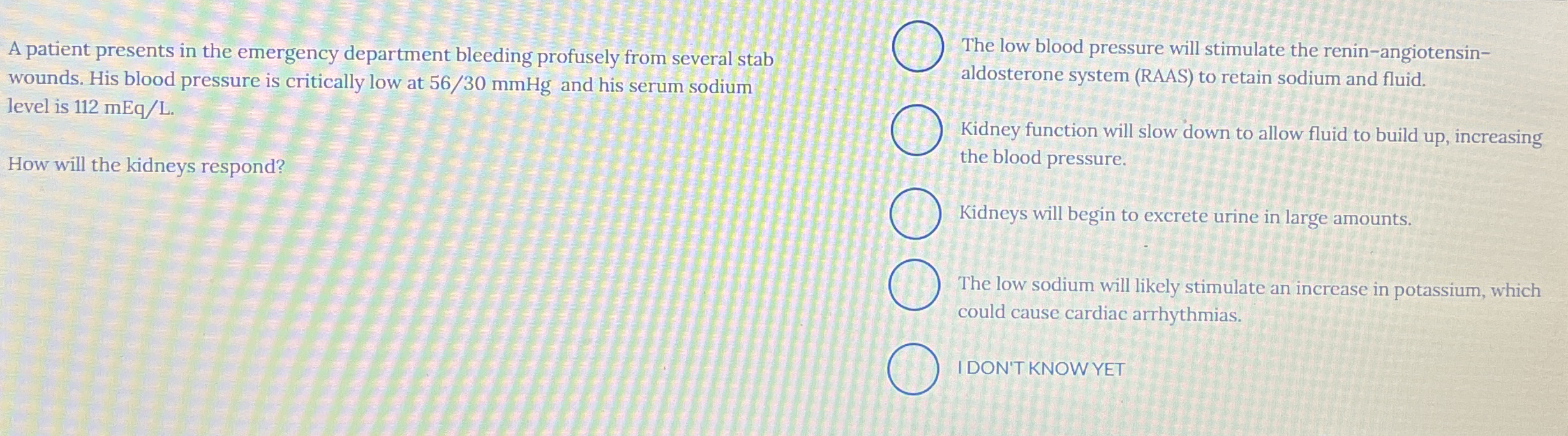Solved A patient presents in the emergency department | Chegg.com