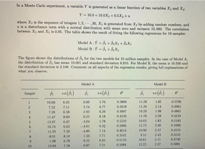 Solved In a Monte Carlo experiment, a variable Y is | Chegg.com