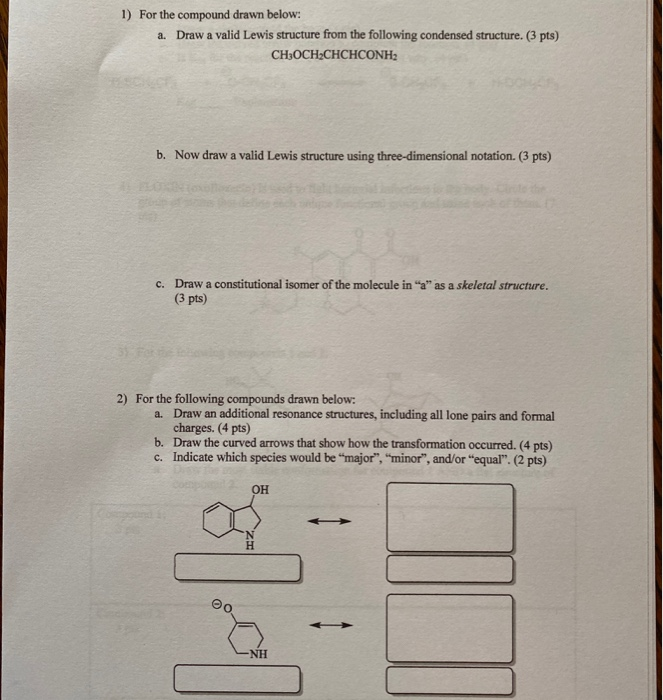 Solved 1) For the compound drawn below: a. Draw a valid | Chegg.com
