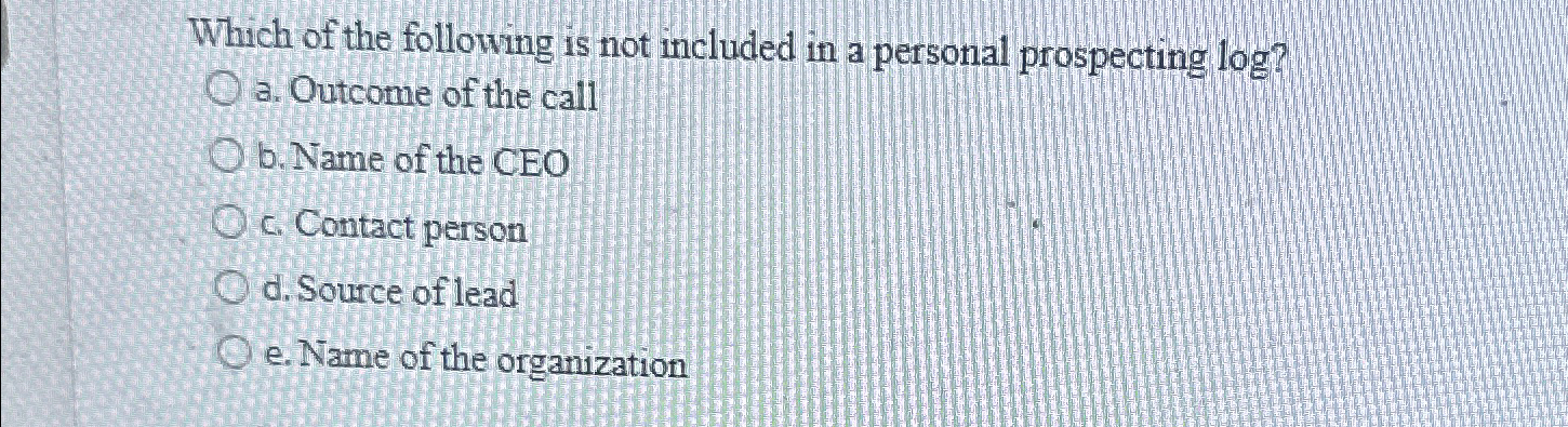 Solved Which of the following is not included in a personal | Chegg.com
