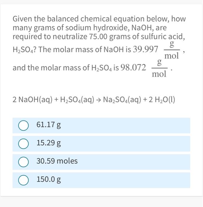 Solved Given the balanced chemical equation below, how many | Chegg.com