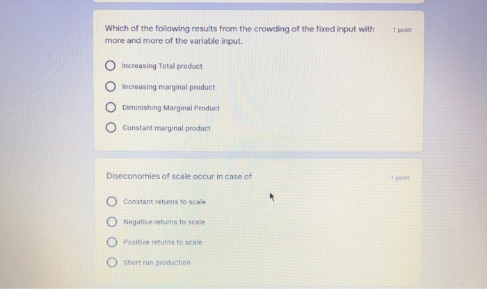Solved 1 point Which of the following results from the | Chegg.com