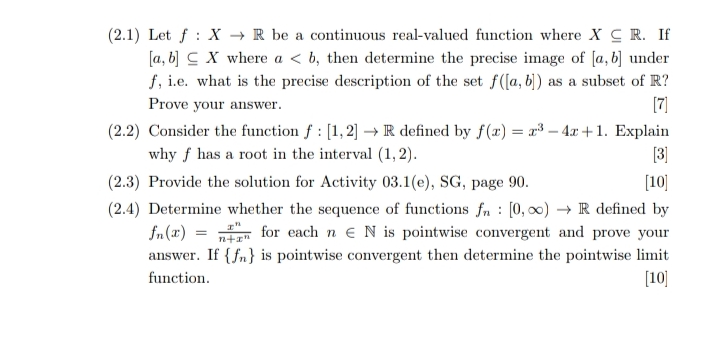 Solved (2.1) ﻿Let f:x→R ﻿be a continuous real-valued | Chegg.com