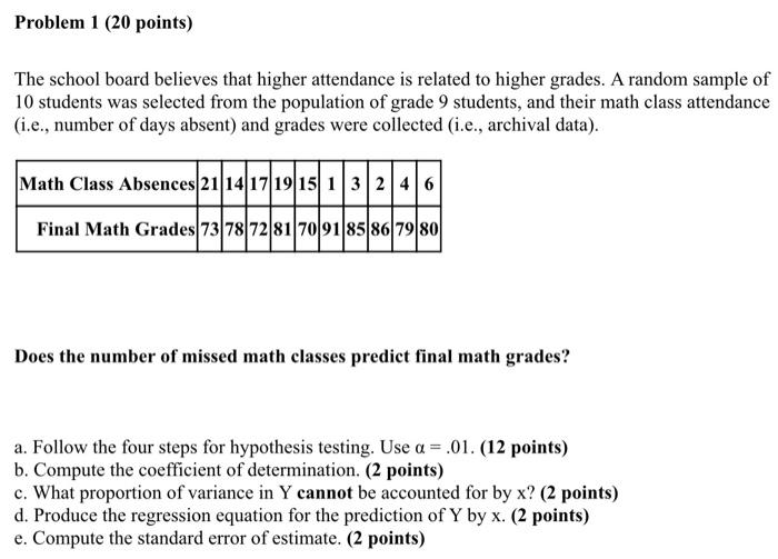 Solved The school board believes that higher attendance is | Chegg.com