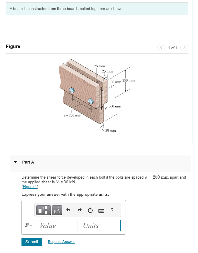 Solved A beam is constructed from three boards bolted | Chegg.com