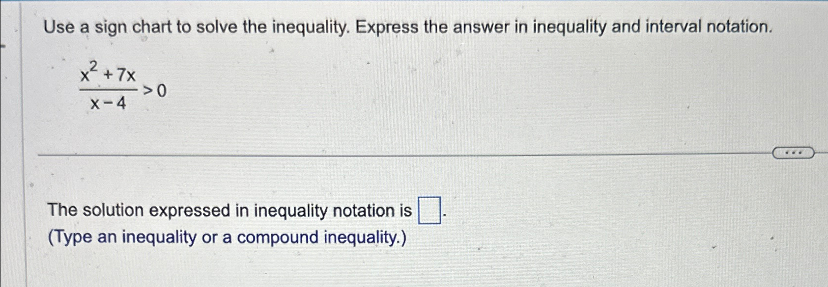 Solved Use a sign chart to solve the inequality. Express the | Chegg.com