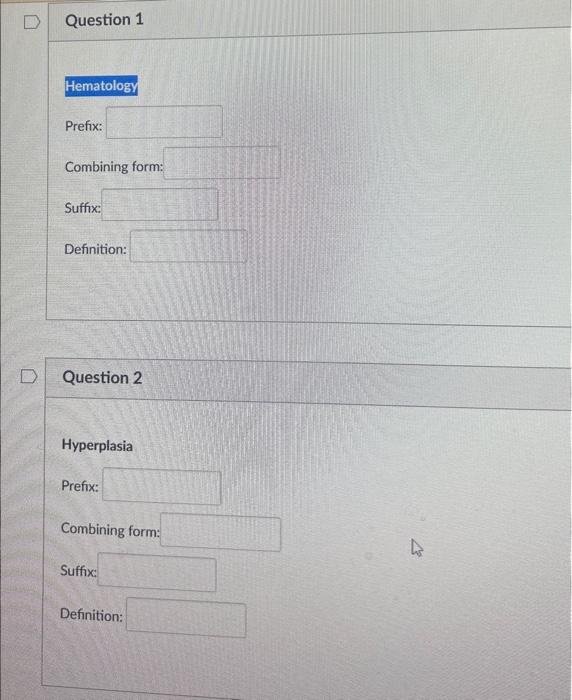 Solved Prefix: Combining form Suffix Definition: Question 2 | Chegg.com