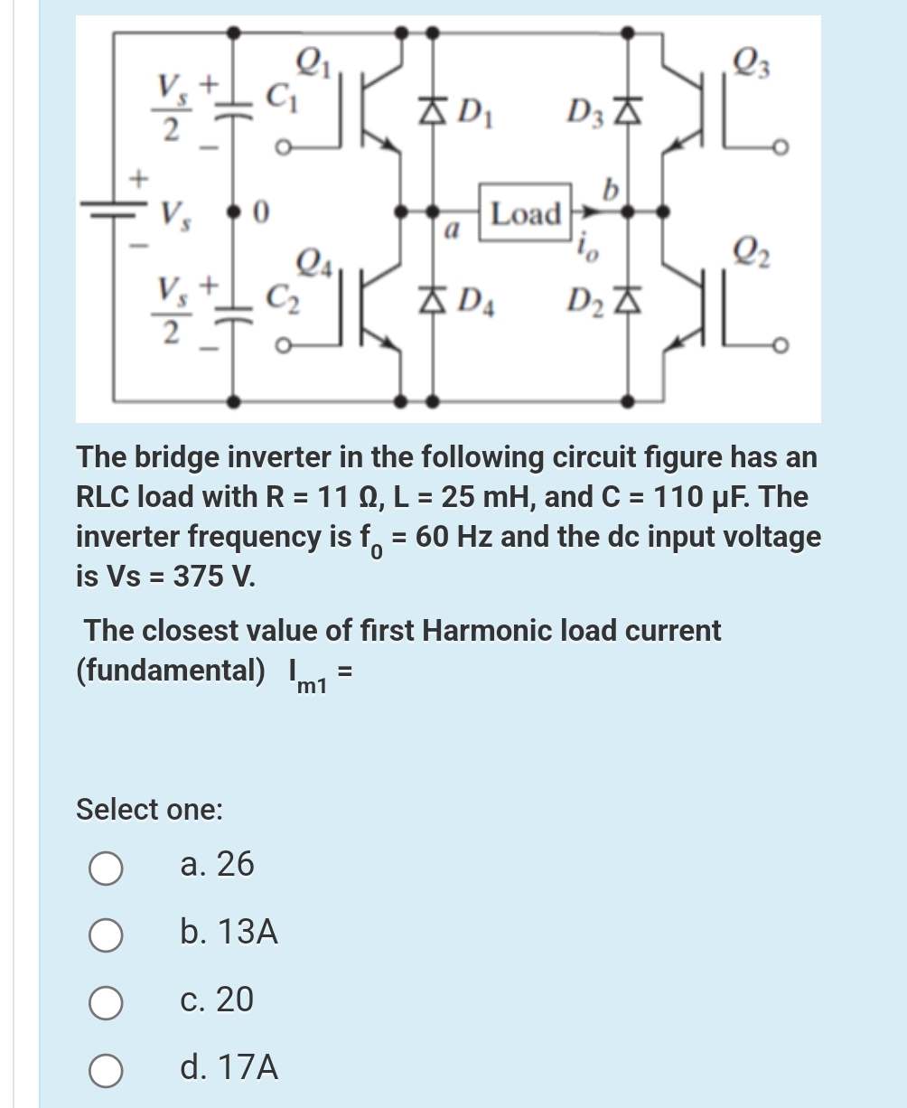 Solved The bridge inverter in the following circuit figure | Chegg.com
