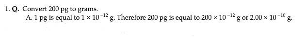 Solved 1. Q. Convert 200pg to grams. A. 1pg is equal to | Chegg.com