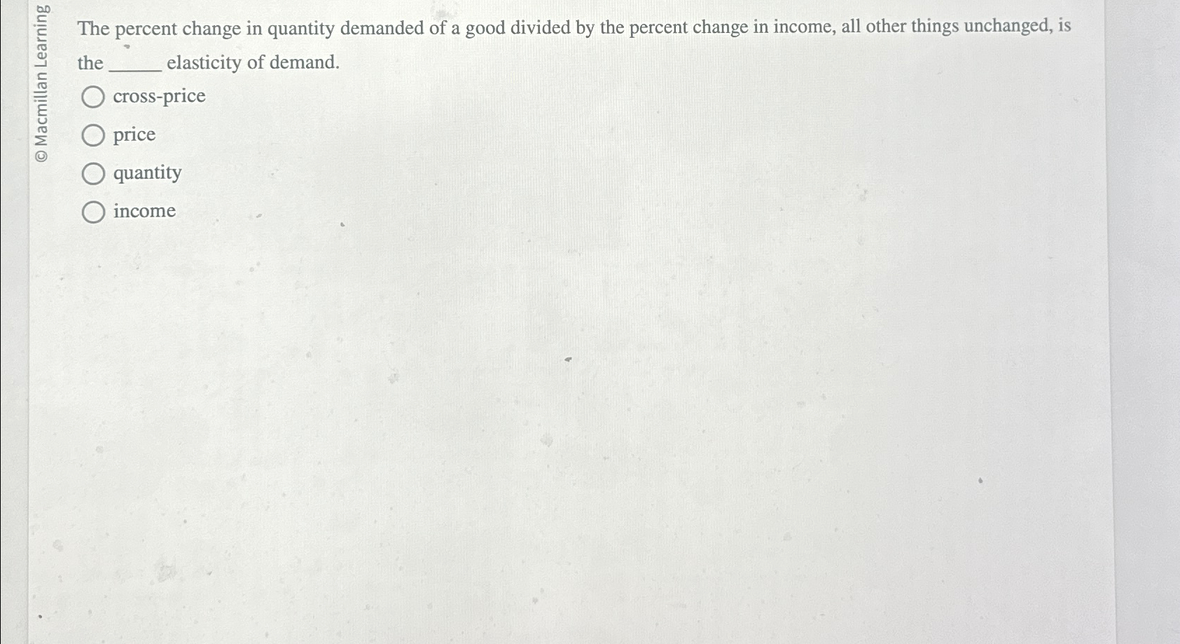 Solved De The percent change in quantity demanded of a good | Chegg.com