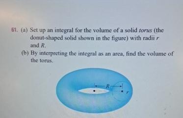 Solved (a) ﻿Set up an integral for the volume of a solid | Chegg.com