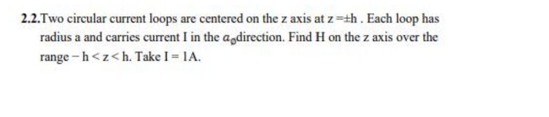 Solved 2.2.Two circular current loops are centered on the z | Chegg.com