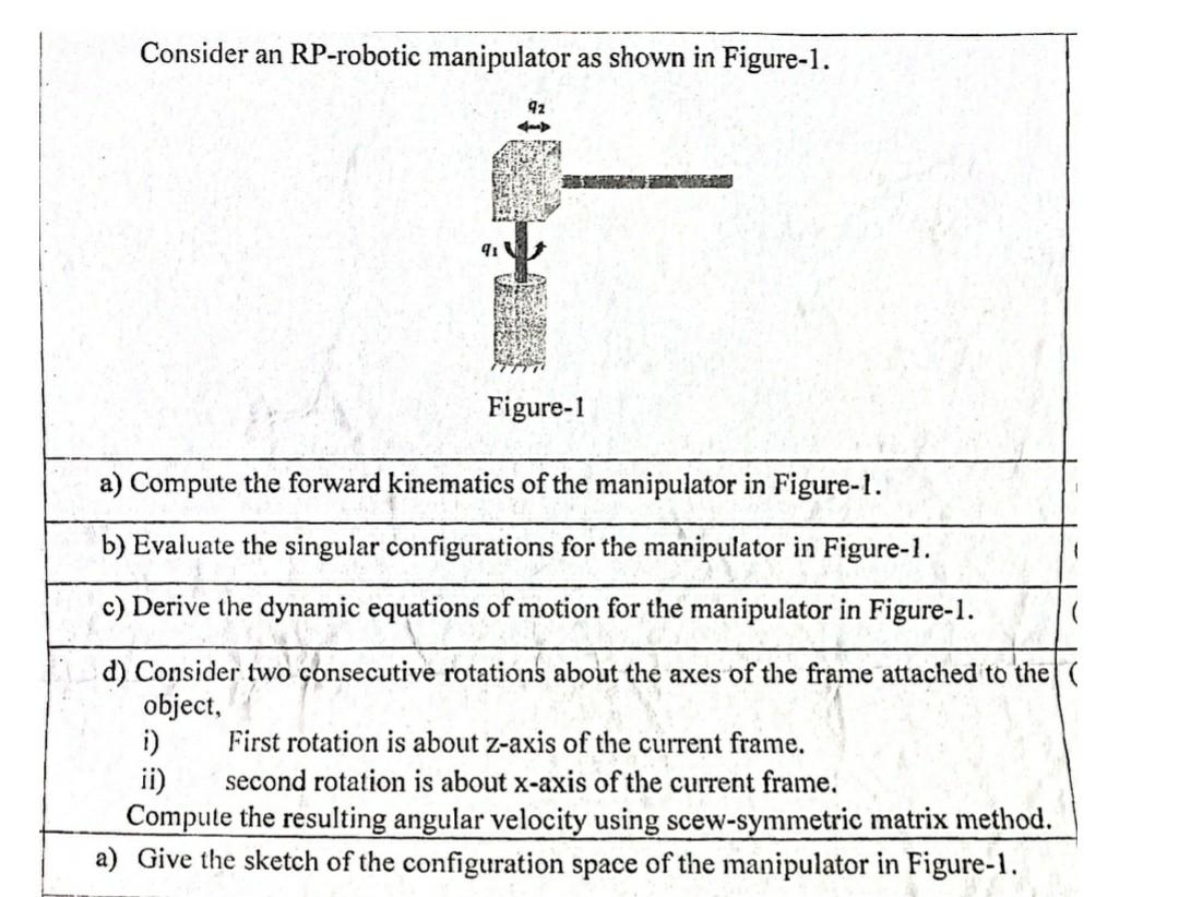 Solved Consider an RP-robotic manipulator as shown in | Chegg.com
