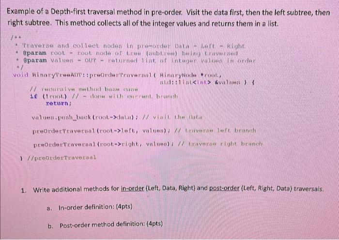 Solved Example of a Depth-first traversal method in | Chegg.com