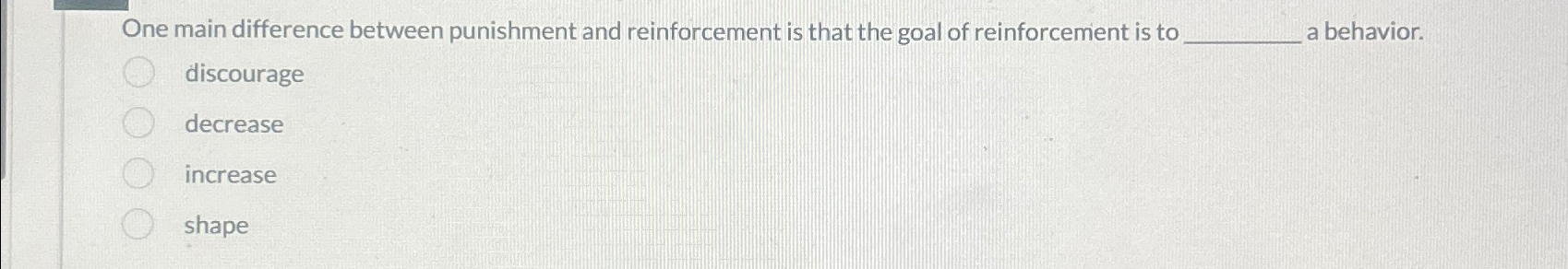 Solved One main difference between punishment and | Chegg.com