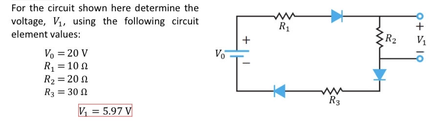 Solved For the circuit shown here determine the voltage, V1, | Chegg.com
