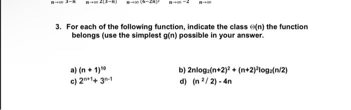 Solved 3. For each of the following function, indicate the | Chegg.com