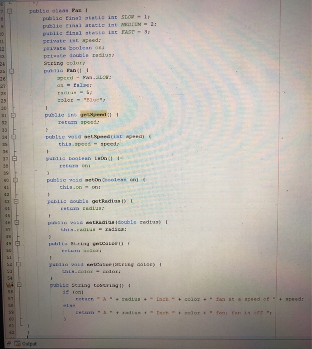 Solved (The Fan class)The Fan class must be in a separate | Chegg.com