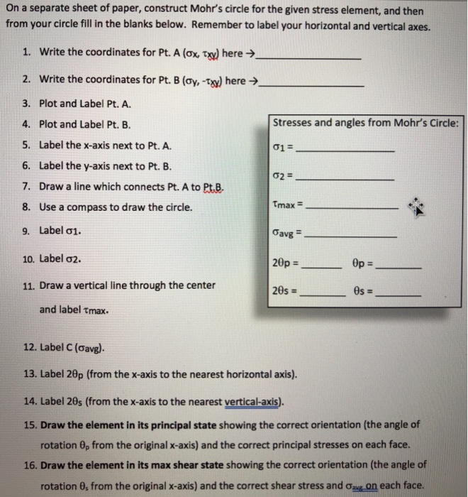 Solved On a separate sheet of paper, construct Mohr's circle | Chegg.com