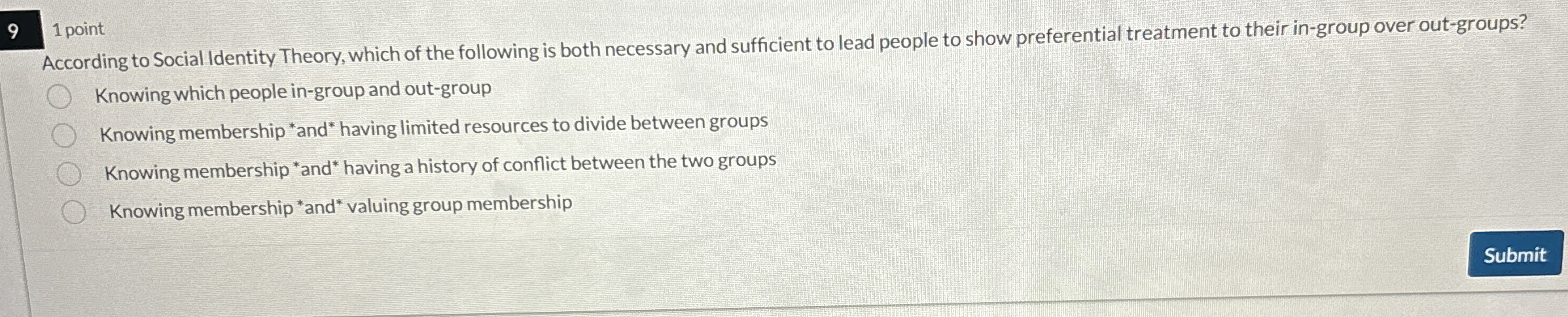 Solved 91 ﻿pointAccording to Social Identity Theory, which | Chegg.com