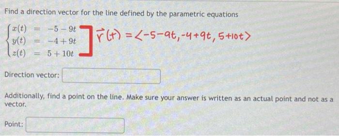 Solved Find a direction vector for the line defined by the | Chegg.com