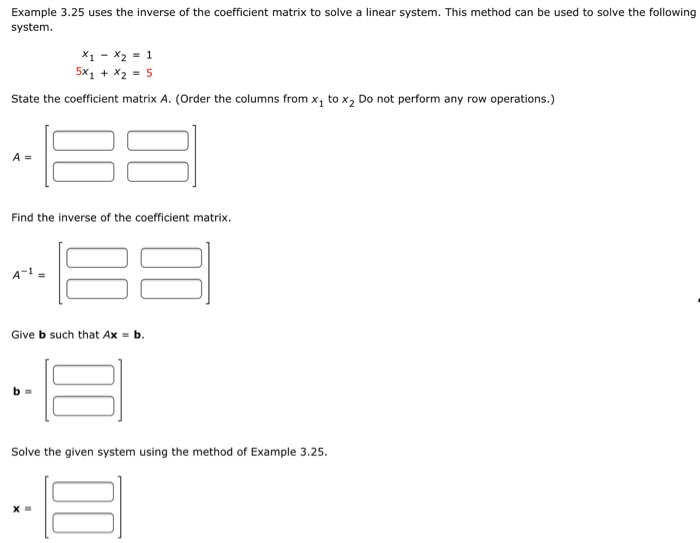Solved Example 3.25 uses the inverse of the coefficient | Chegg.com