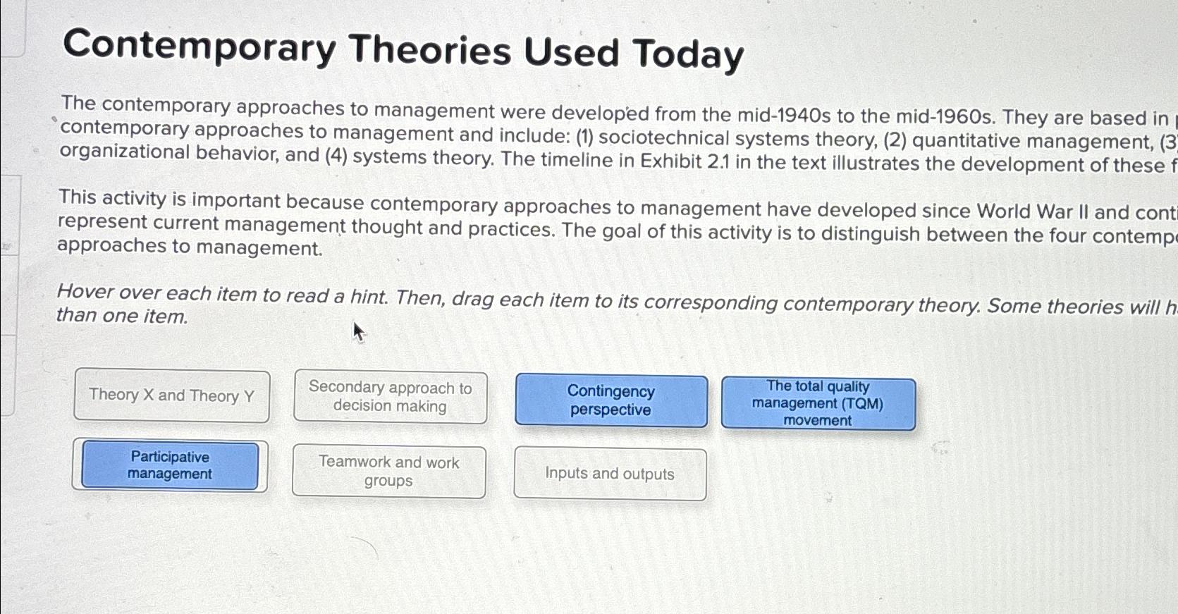 Solved Contemporary Theories Used TodayThe contemporary | Chegg.com