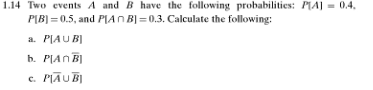 Solved 1.14 ﻿Two events A and B ﻿have the following | Chegg.com