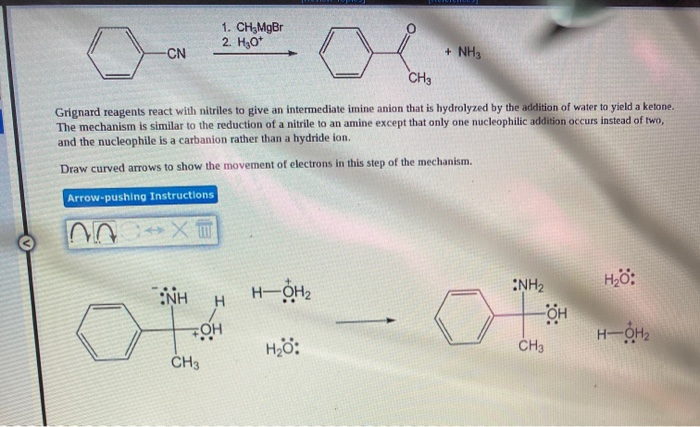 Solved 1. CH,MgBr 2. H30* -CN + NH3 CH3 Grignard reagents | Chegg.com