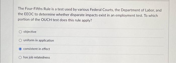 Solved The Four-Fifths Rule is a test used by various | Chegg.com