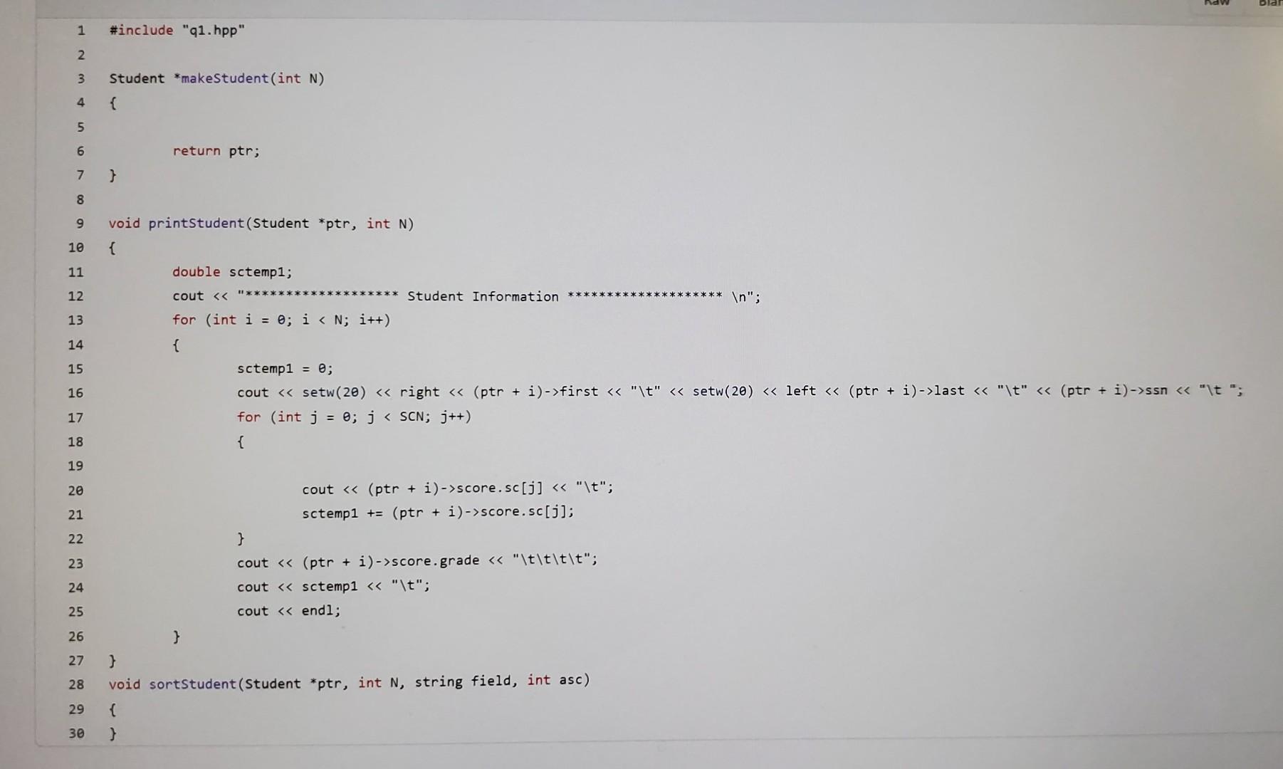 Solved Short Description. You will make the struct Student | Chegg.com