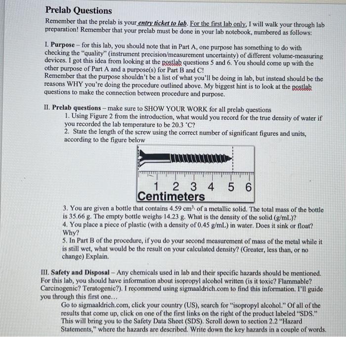 Solved Prelab Questions Remember that the prelab is your | Chegg.com