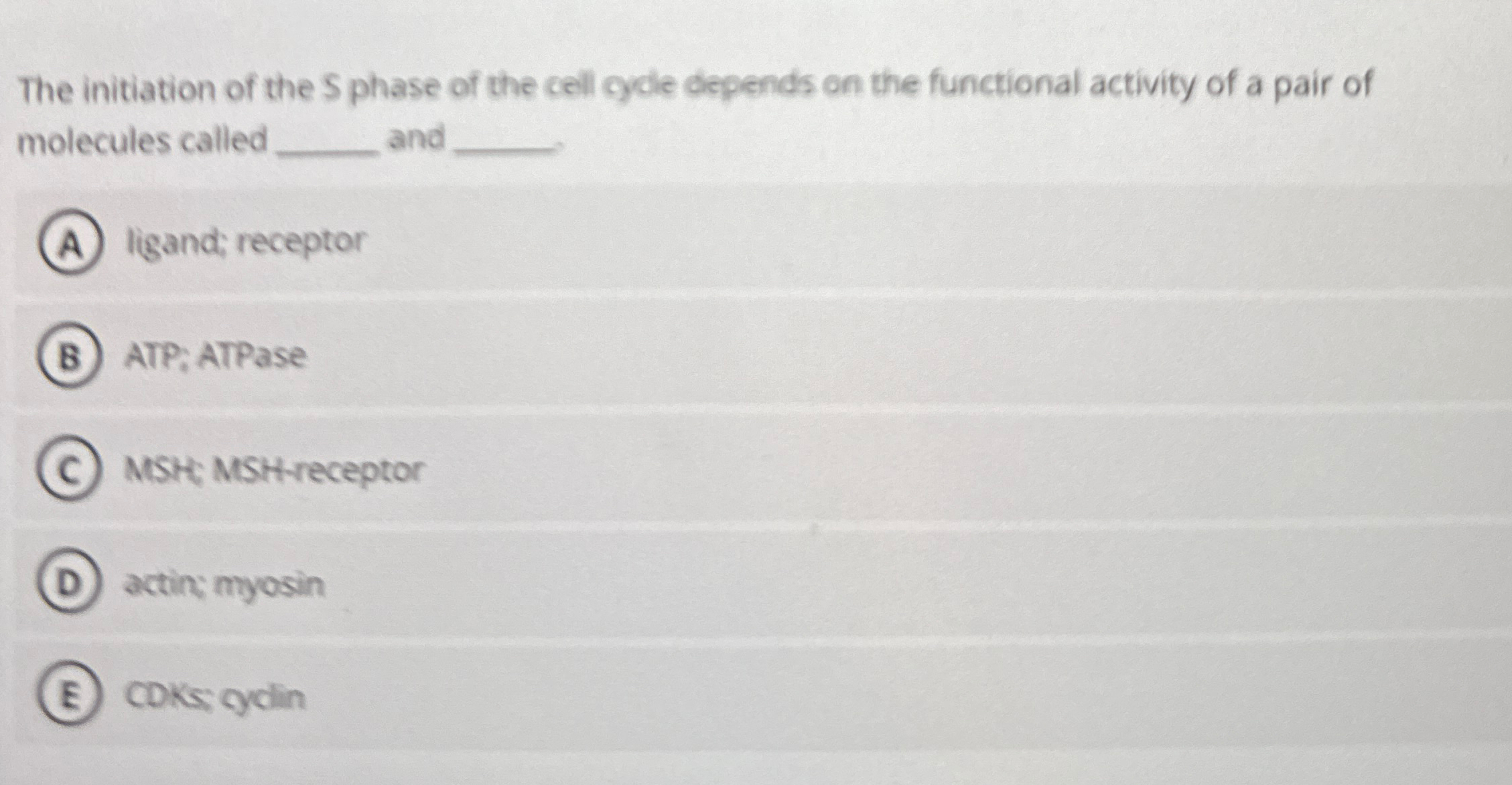 Solved The initiation of the Sphase of the cell cycle | Chegg.com