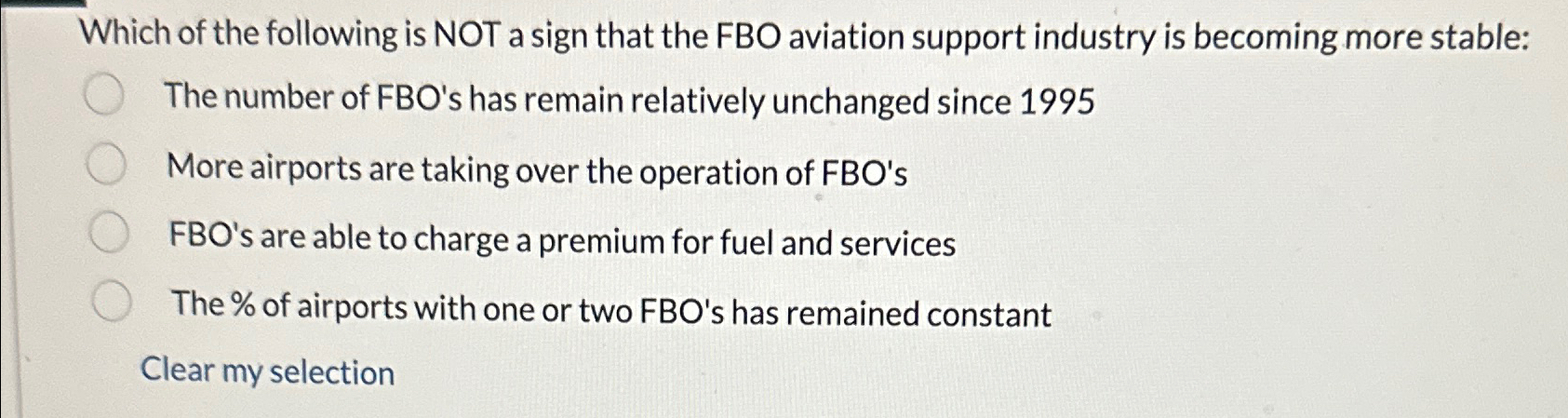 Solved Which of the following is NOT a sign that the FBO | Chegg.com