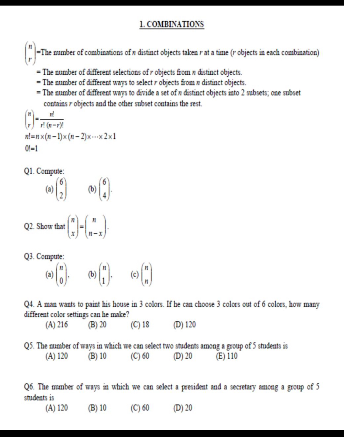 Solved COMBINATIONS([n],[r])= ﻿The number of combinations of | Chegg.com