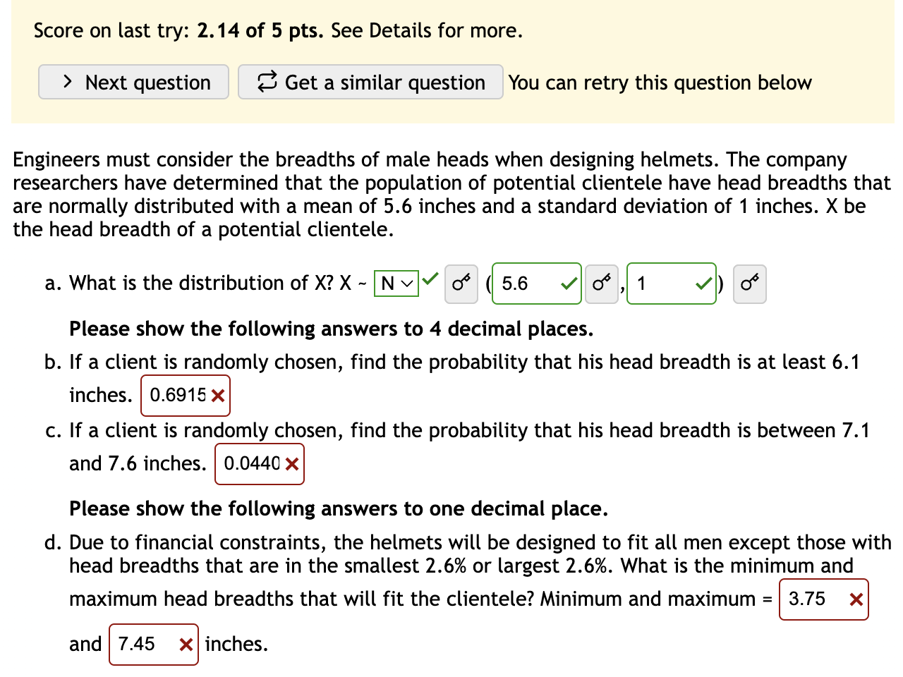 Solved Score on last try: 2.14 ﻿of 5 ﻿pts. ﻿See Details for | Chegg.com